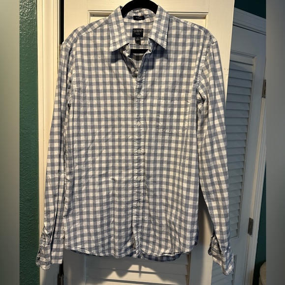 J. Crew | Shirts | Jcrew Gingham Large Slim Fit Button Down Shirt ...